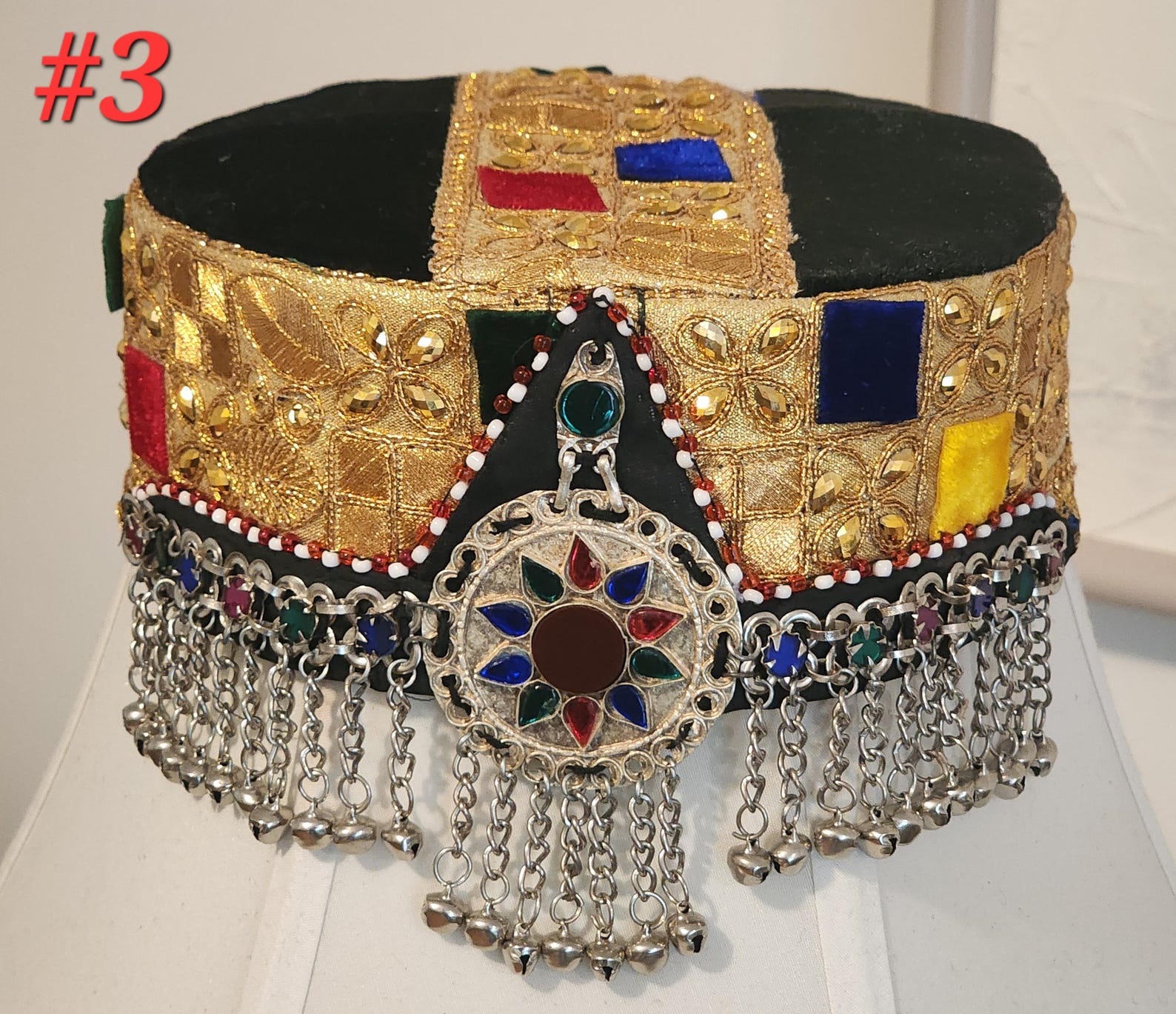 Traditional Afghan Cap With Headpiece Jewelry (22" Round) - Etsy