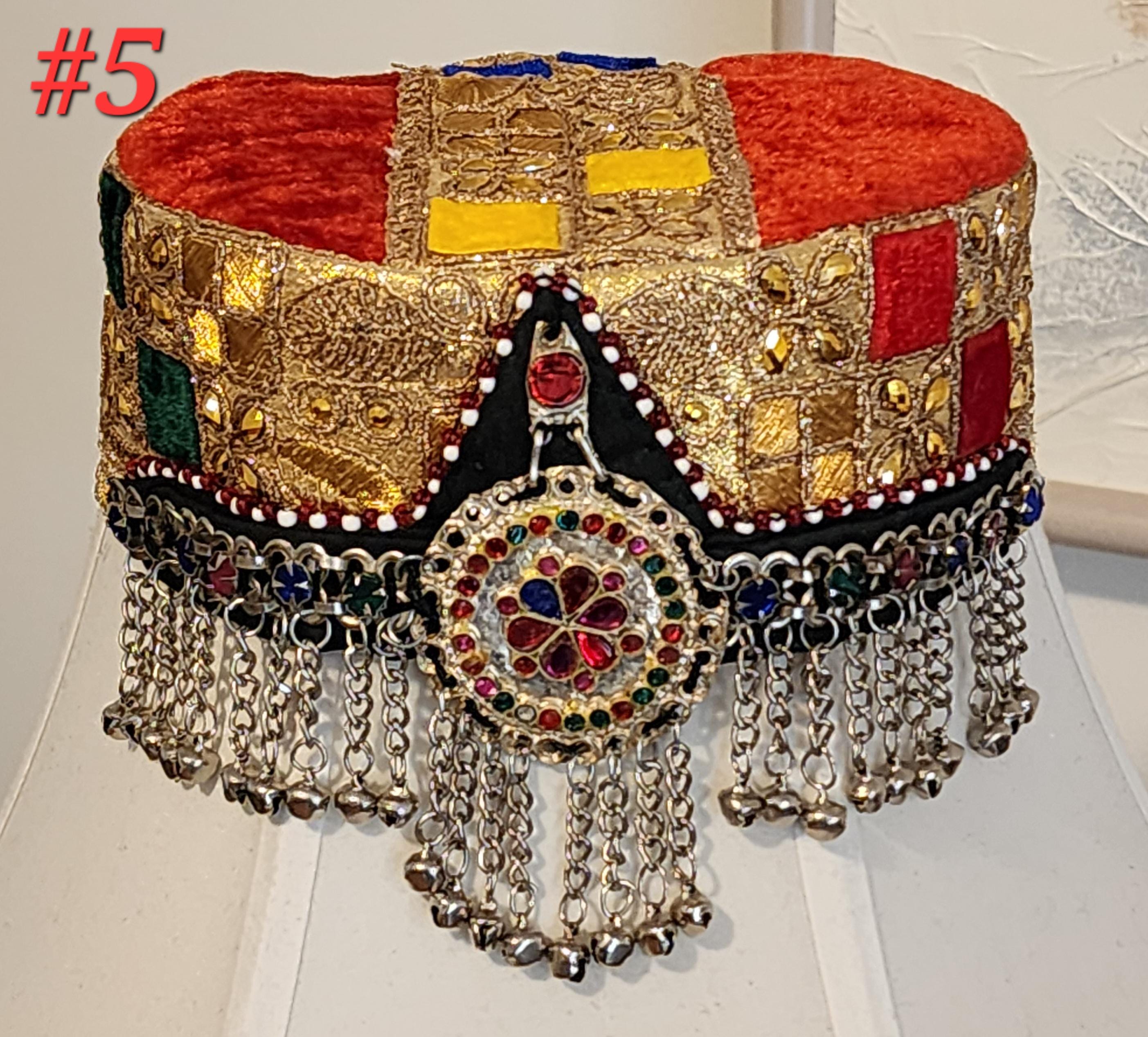 Traditional Afghan Cap With Headpiece Jewelry (22" Round) - Etsy