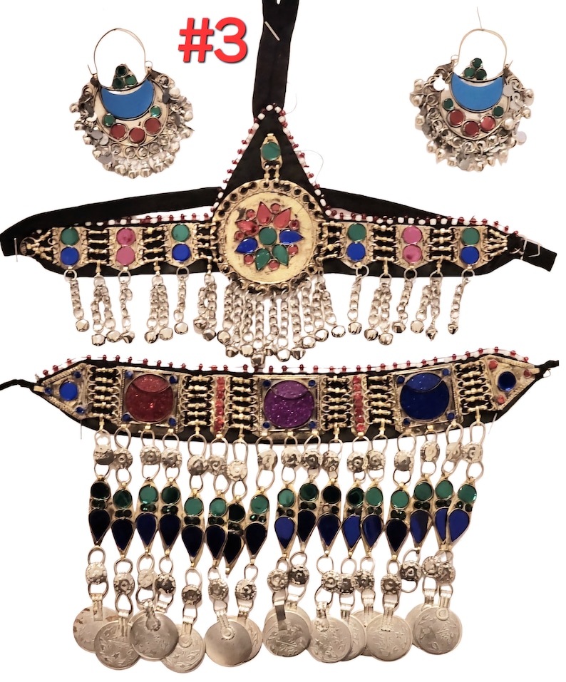 Afghan Kuchi Jewelry Set, Traditional Necklace, Earrings, Mathapati - Etsy