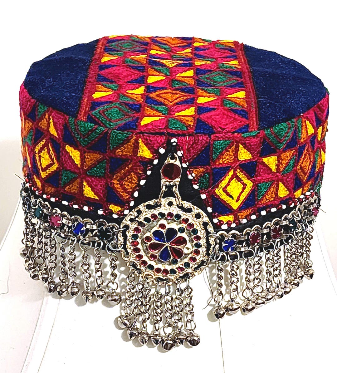 Traditional Embroided Cap With Afghan Headpiece Jewelry for Women. Size ...