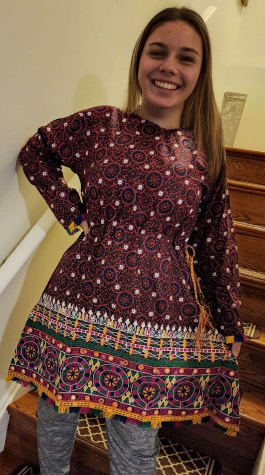 Traditional Sindhi Ajrak Fabric Embroided Shirt for Girls/women Ages 20 ...