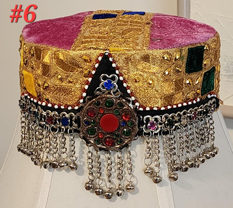 Traditional Afghan Cap With Headpiece Jewelry (22" Round) - Etsy
