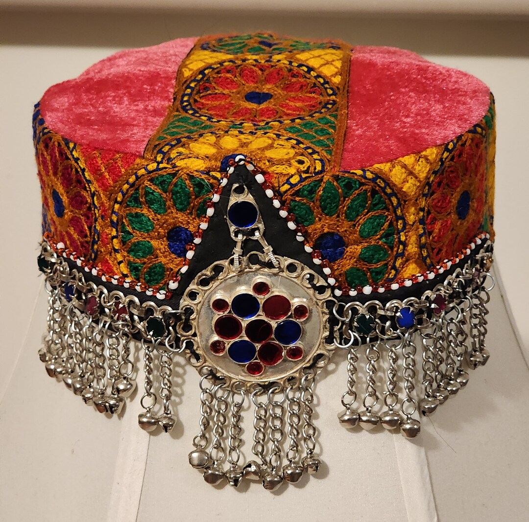 Afghan Traditional Embroided Cap for Women With Afghan Headpiece ...