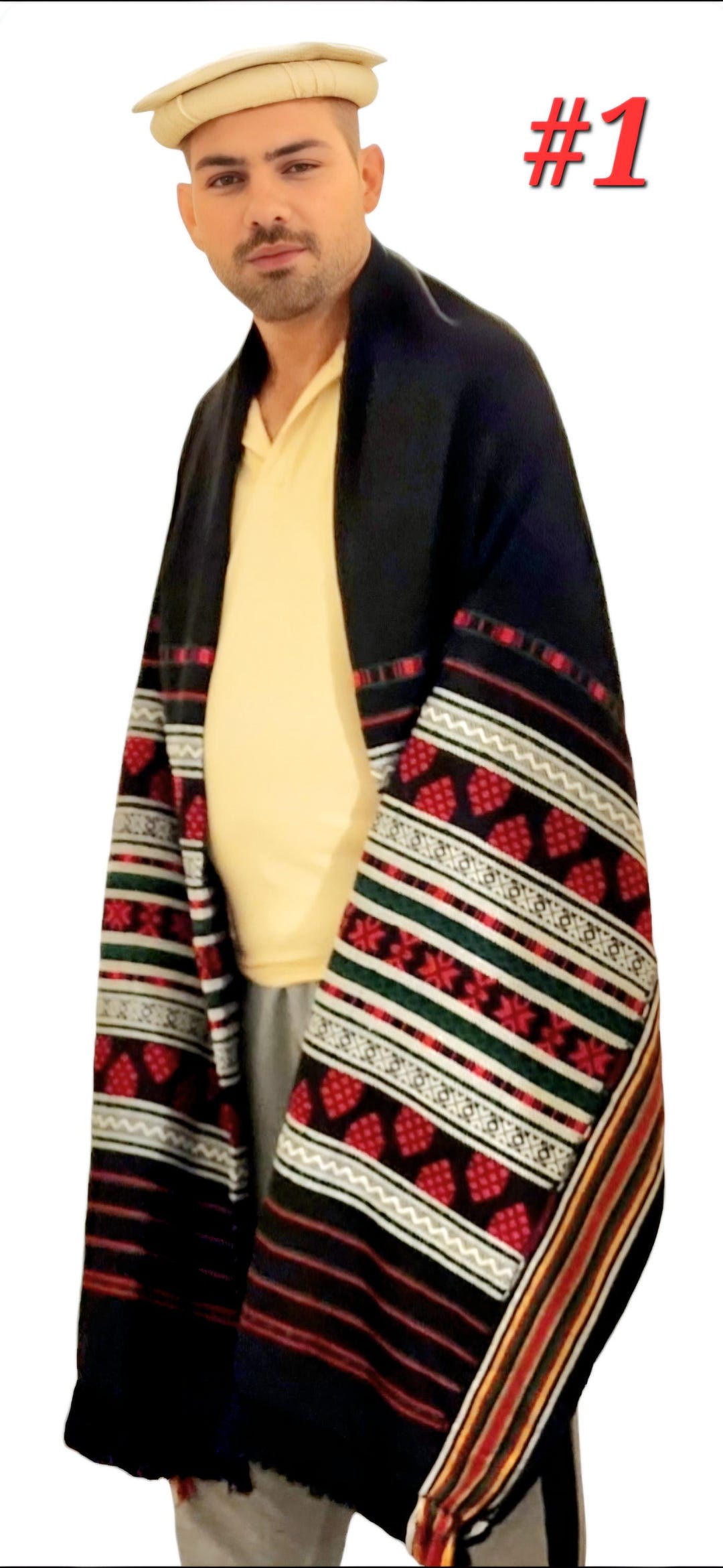 Handwoven Woolen/nylon Afghan, Balochi, Swati Shawl, Patoo. Width 48 ...