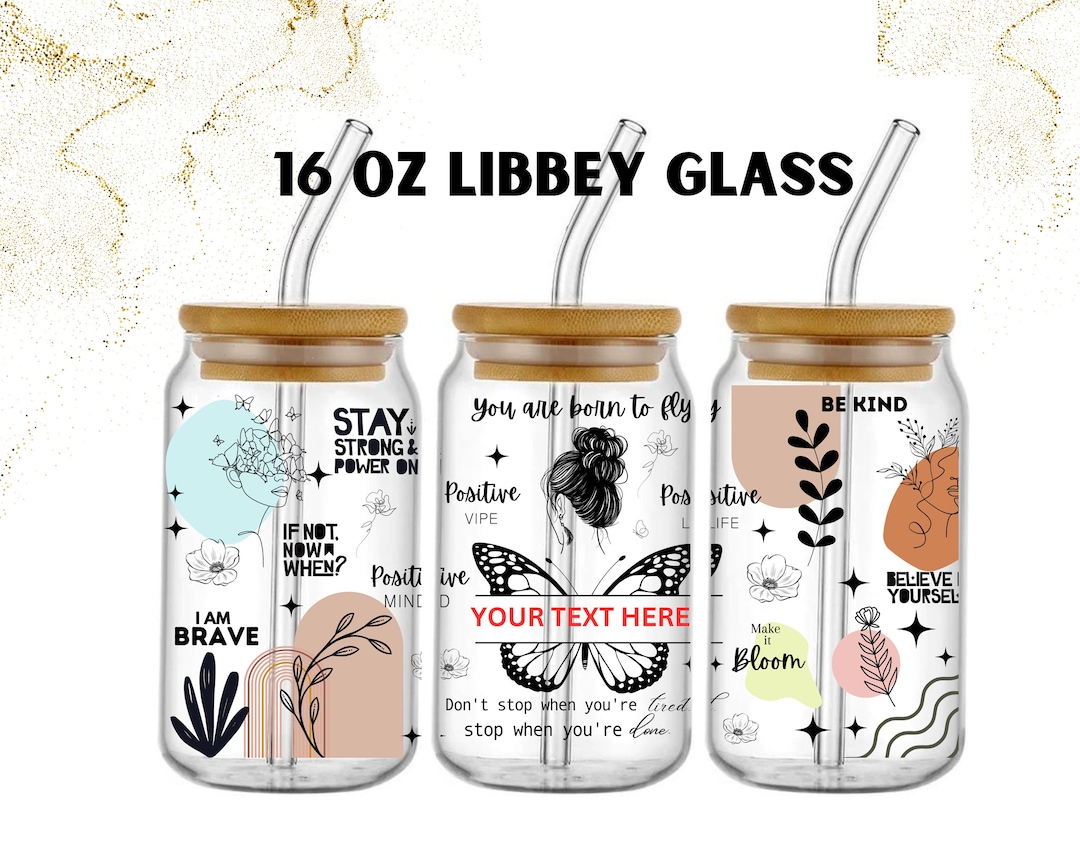 16 Oz Glass Can Wrap Sublimation Design Boho Affirmations Motivation ...