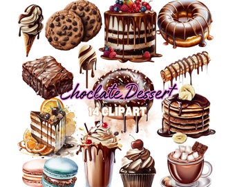 Watercolour Chocolate Treats Clipart Dessert Cupcakes PNG Digital Image ...
