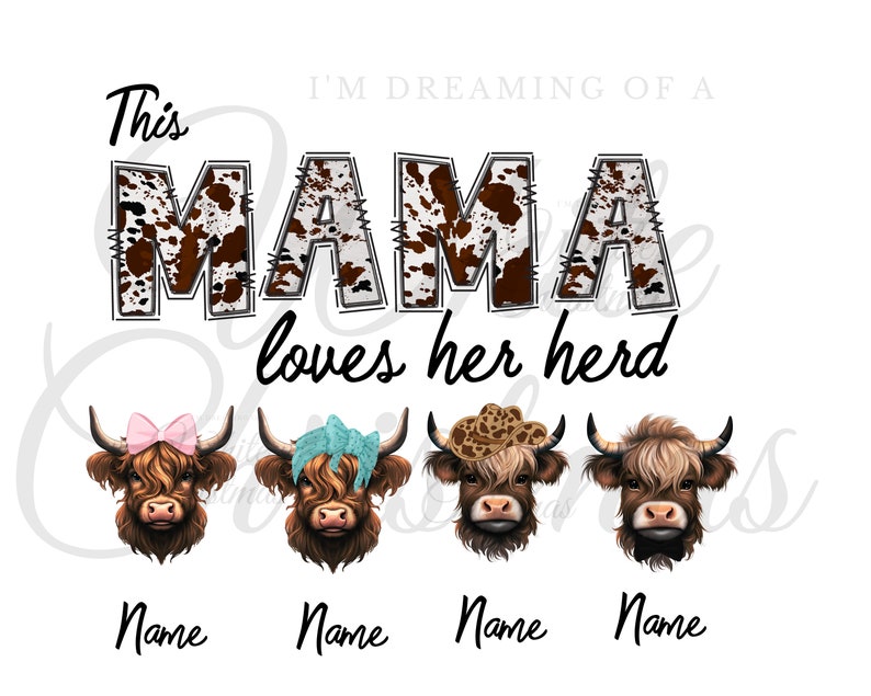 Cowhide Mama Herd PNG Bundle: Western Valentine's Day (digital Download ...