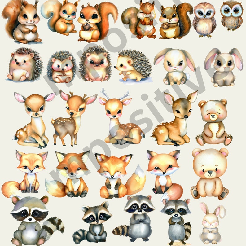 61 Woodland Animals Watercolor Clipart Forest Animals Clip - Etsy
