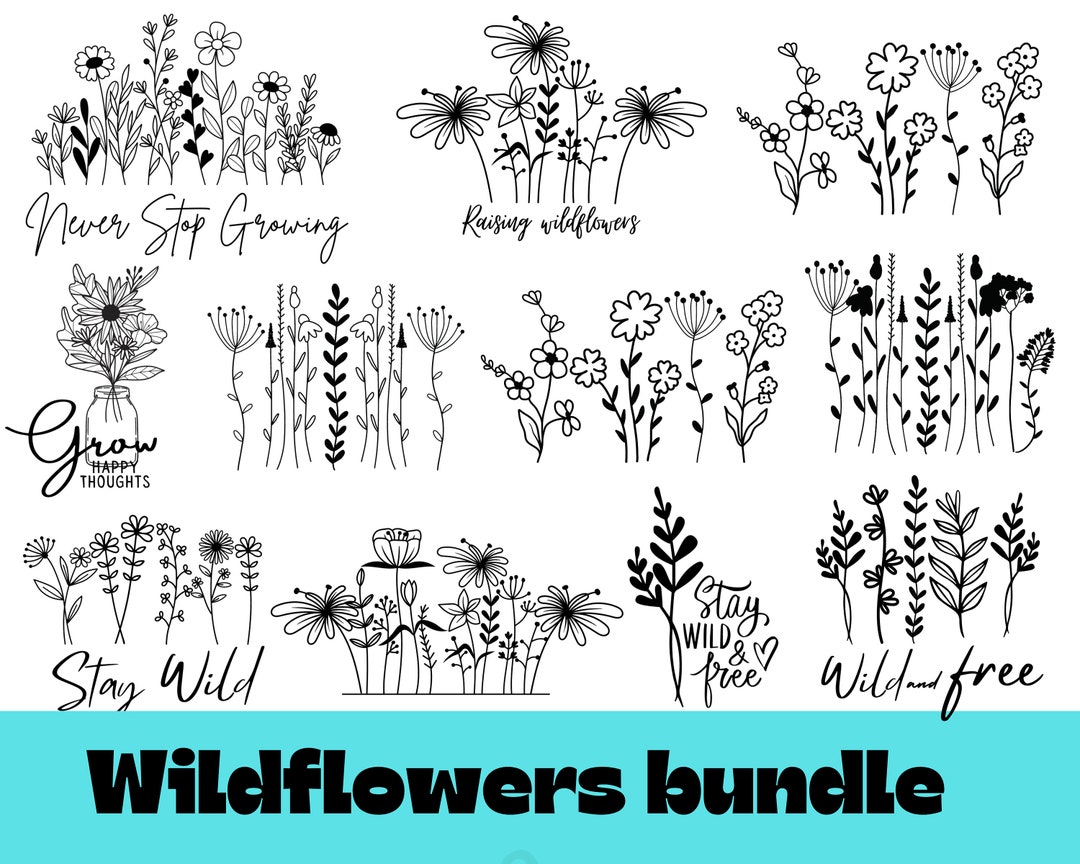 Wildflower SVG Bundle: Meadow Flowers, Botanical Designs (digital ...