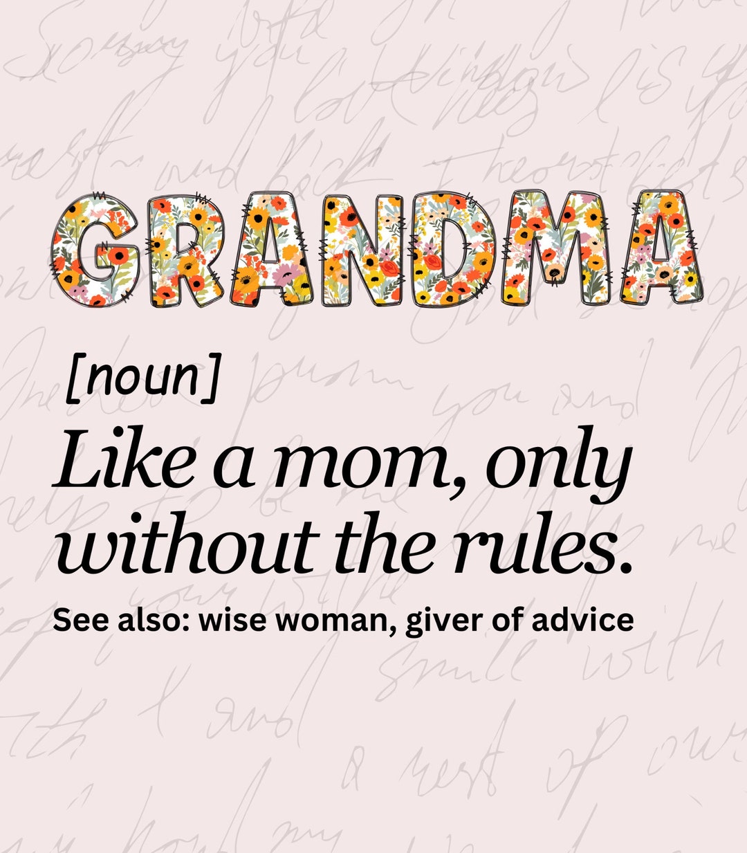 Floral Grandma Definition,grandma Mother's Day Gift Funny, Gift for ...