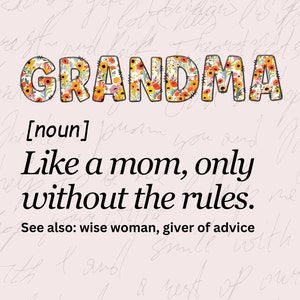Floral Grandma Definition,grandma Mother's Day Gift Funny, Gift for ...