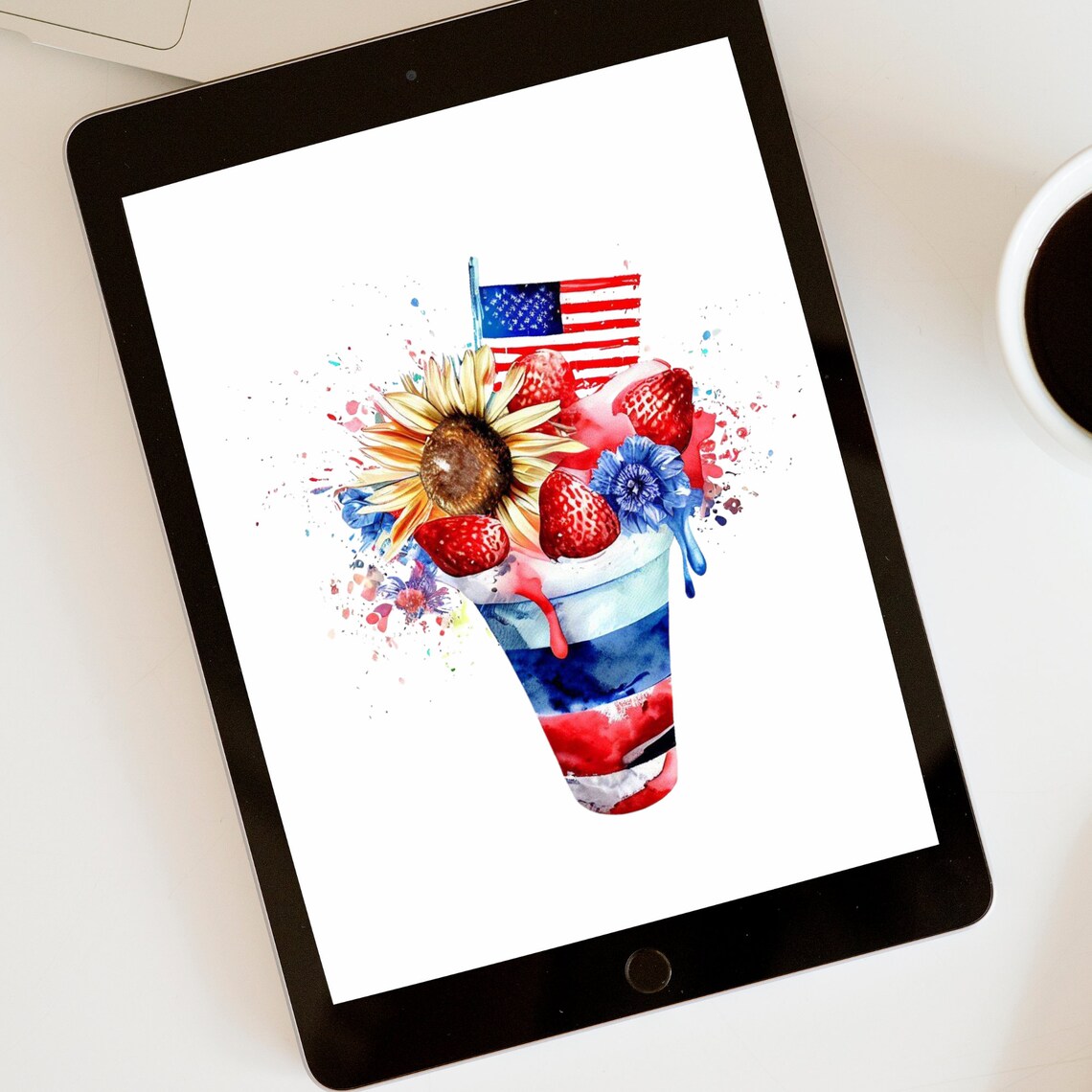 4th of July Ice Cream Clipart: Patriotic USA Watercolor (PNG Digital ...