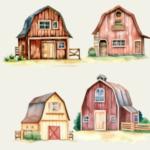 Farm Animals Watercolor Clipart Cute Farm Clip Art Nursery Decor Baby ...