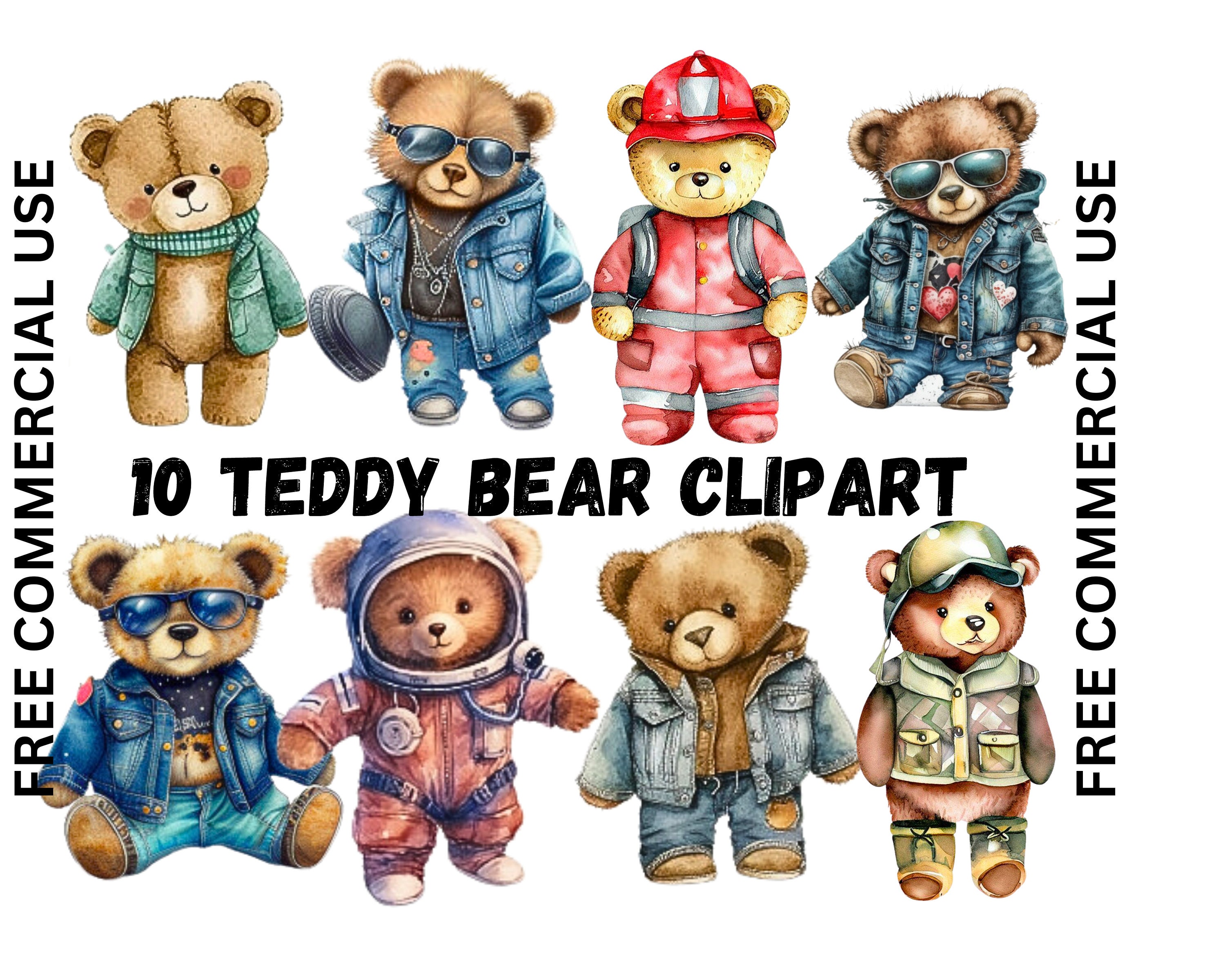 Watercolor Teddy Bear Clipart Watercolor Baby Shower - Etsy