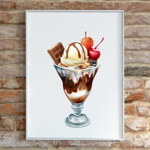 Watercolor Ice Cream Clipart Cones and Sundaes Ice Cream - Etsy