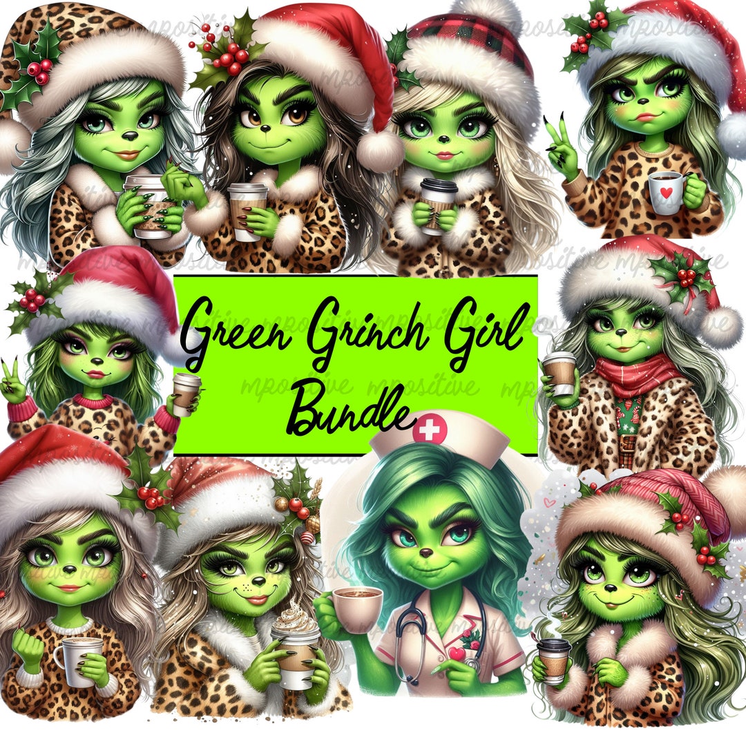 Lady Grinch PNG Santa Grinch PNG Grinch Green Girl Grinch - Etsy Ireland