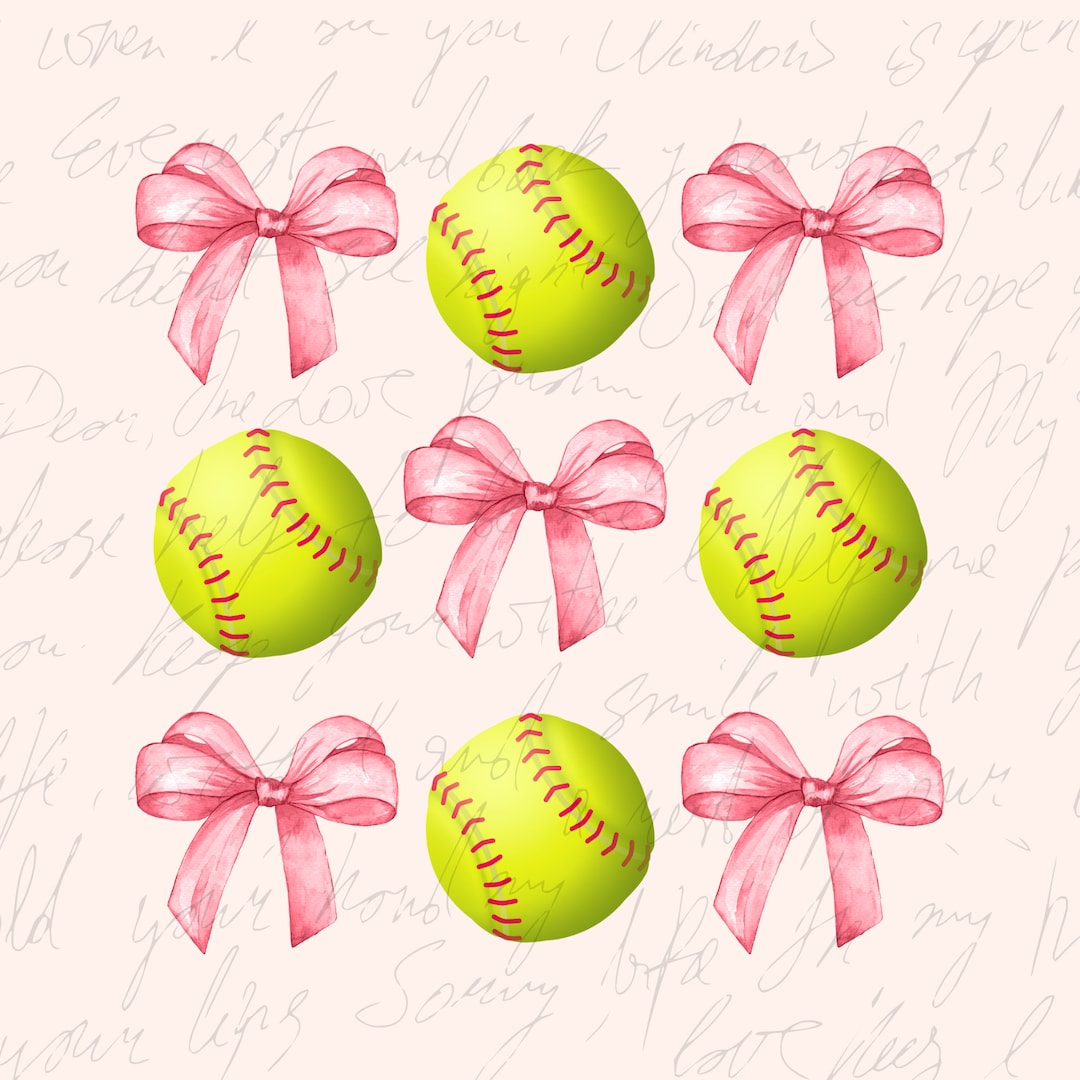 Coquette Softball Bow Png: Pink Ribbon Design (digital Download) - Etsy