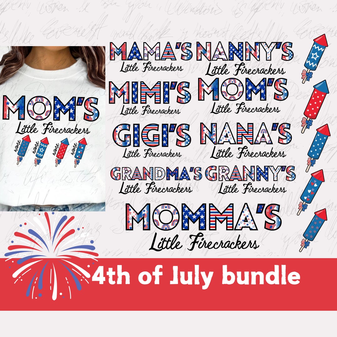 Bundle Custom Mom's Little Firecrackers Png, Mom With Kids PNG, Mom 4th ...
