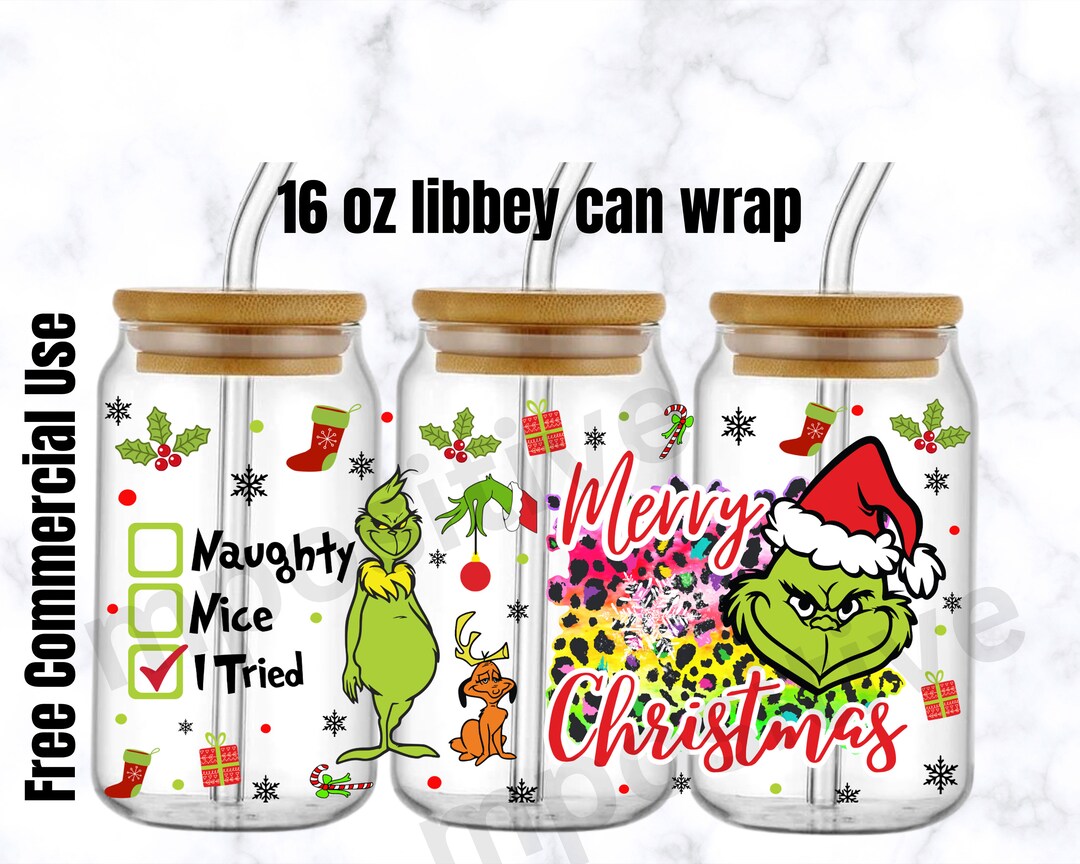 Christmas Green Monster Libbey Glass Can Wrap Png Grinch Tumbler ...