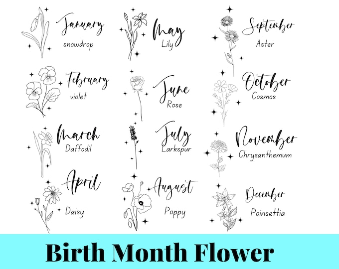 Birth Month Flower SVG Bundle: Floral Designs (SVG & PNG) - Etsy Canada