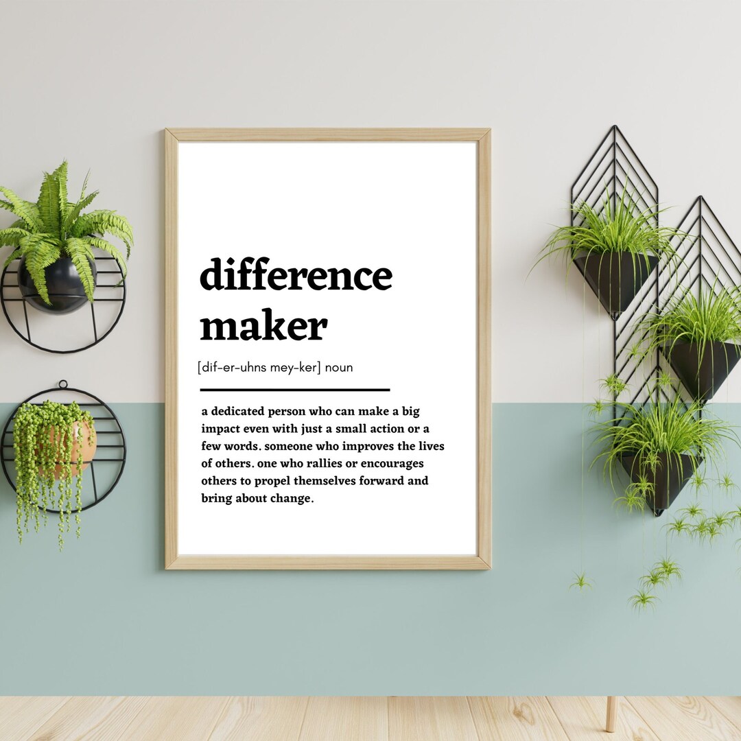Difference Maker Definition Print: Minimalist Black and White (digital ...