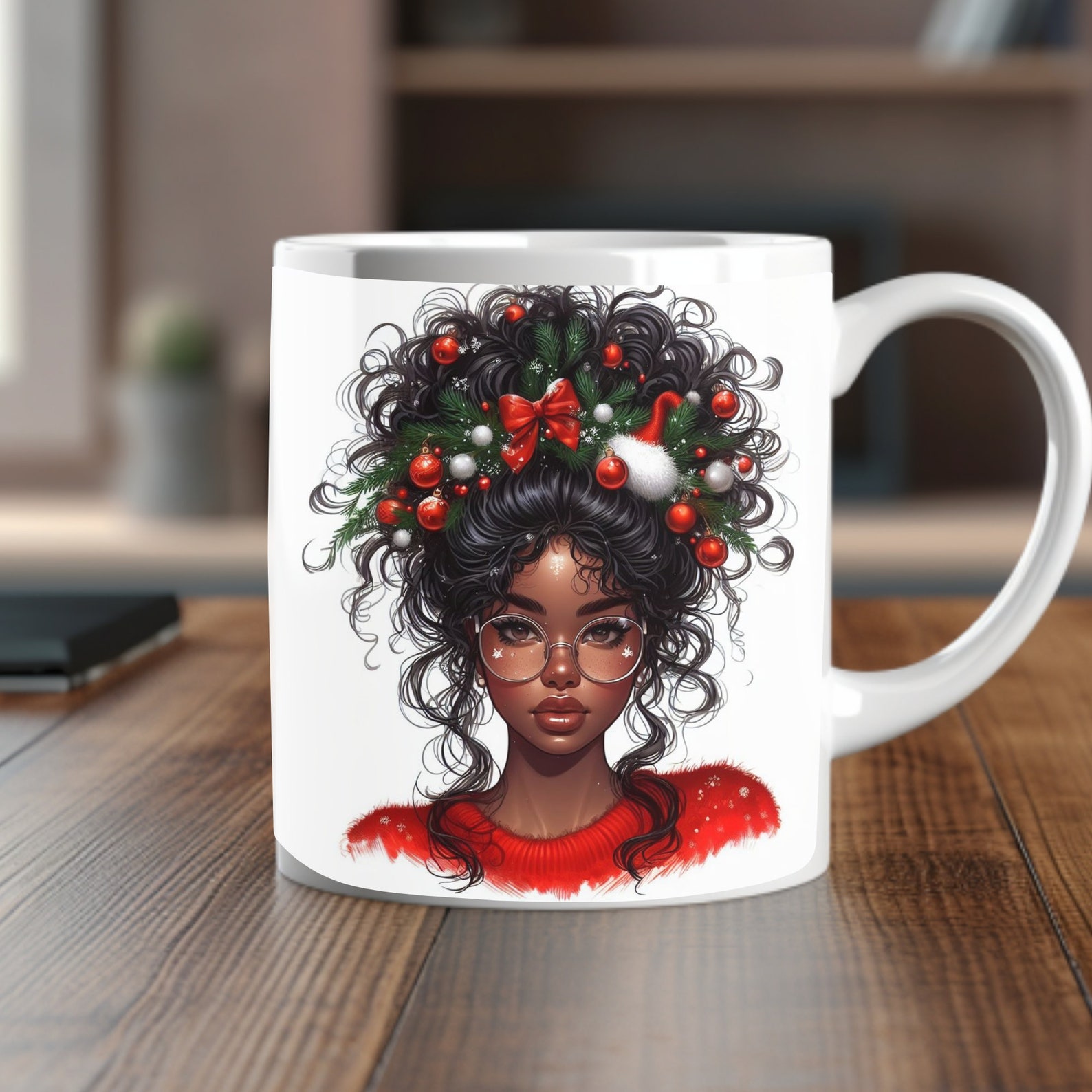 Black Santa Girl PNG Bundle, Christmas Afro Clipart (digital Download ...