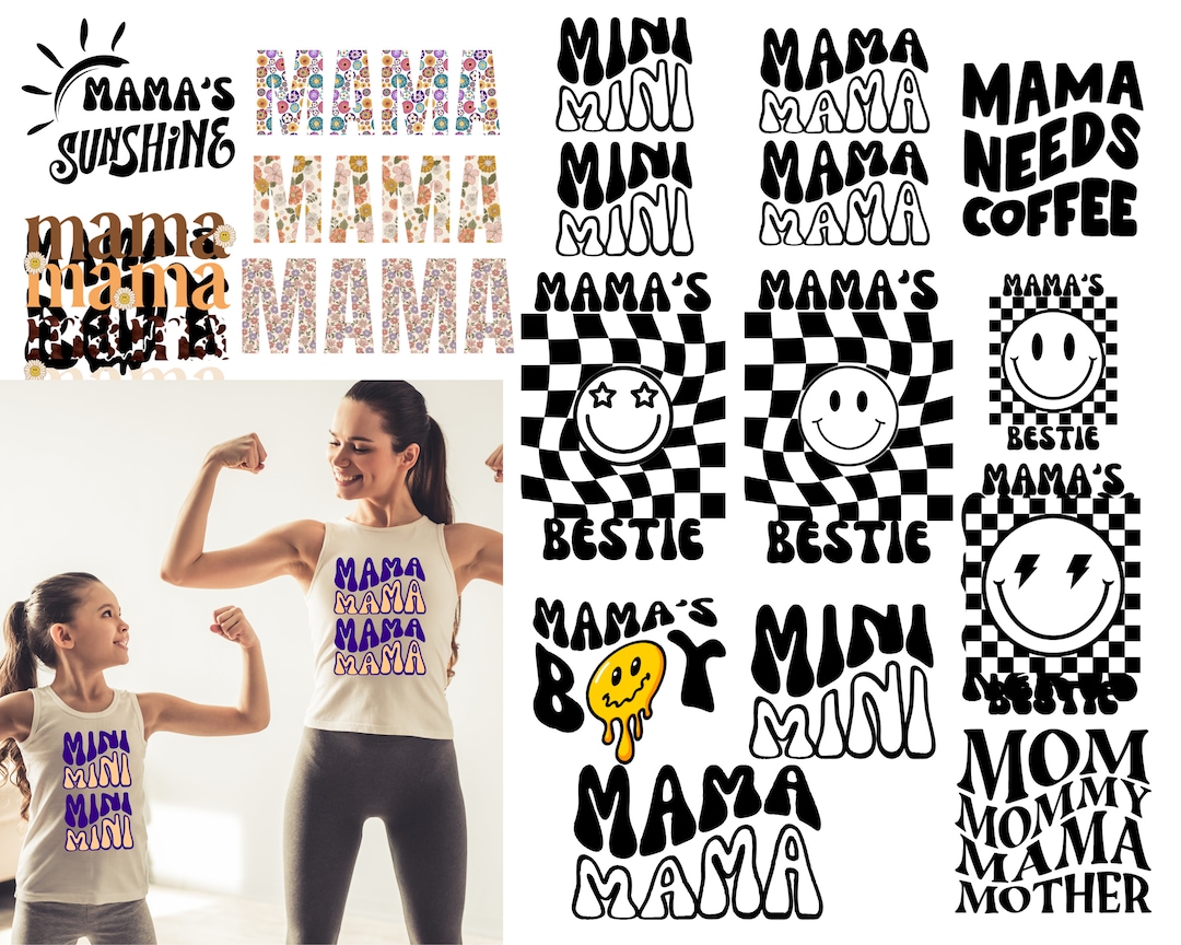 Groovy Mommy and Me Svg Bundle Retro Mama and Mini Svg Mothers Day Svg ...