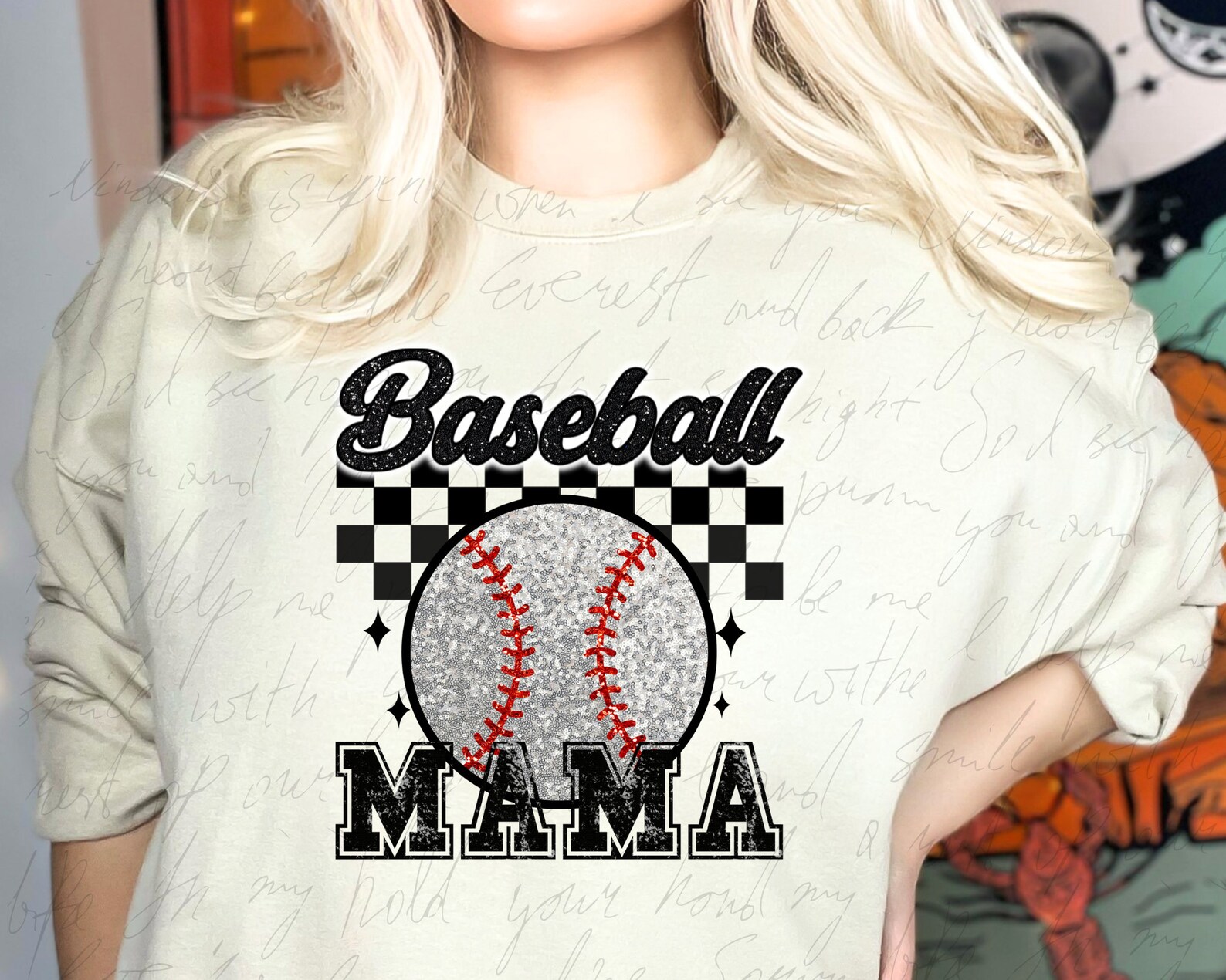 Retro Baseball Mama PNG: Glitter Sublimation Design (digital Download ...
