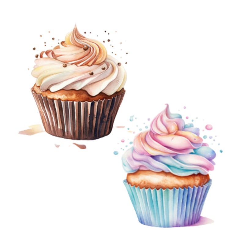 Watercolor Cupcake Clipart Food Clipart Baking Clipart Dessert - Etsy