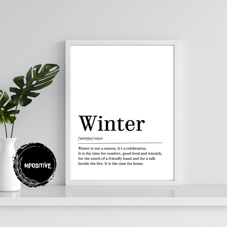 Winter Definition Art Print: Minimalist Home Decor (digital Download ...