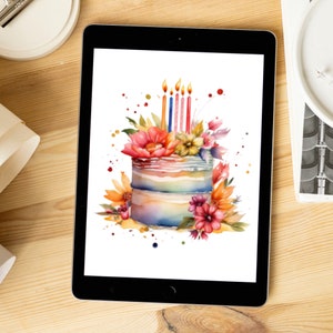 Birthday Cake Clipart Watercolor Cake PNG Baking Clipart Dessert ...