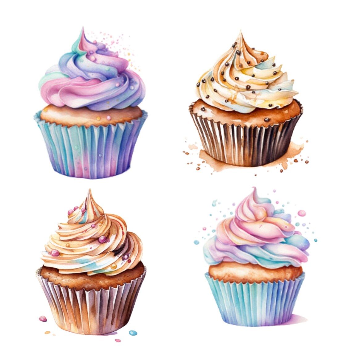 Watercolor Cupcake Clipart Food Clipart Baking Clipart Dessert - Etsy ...