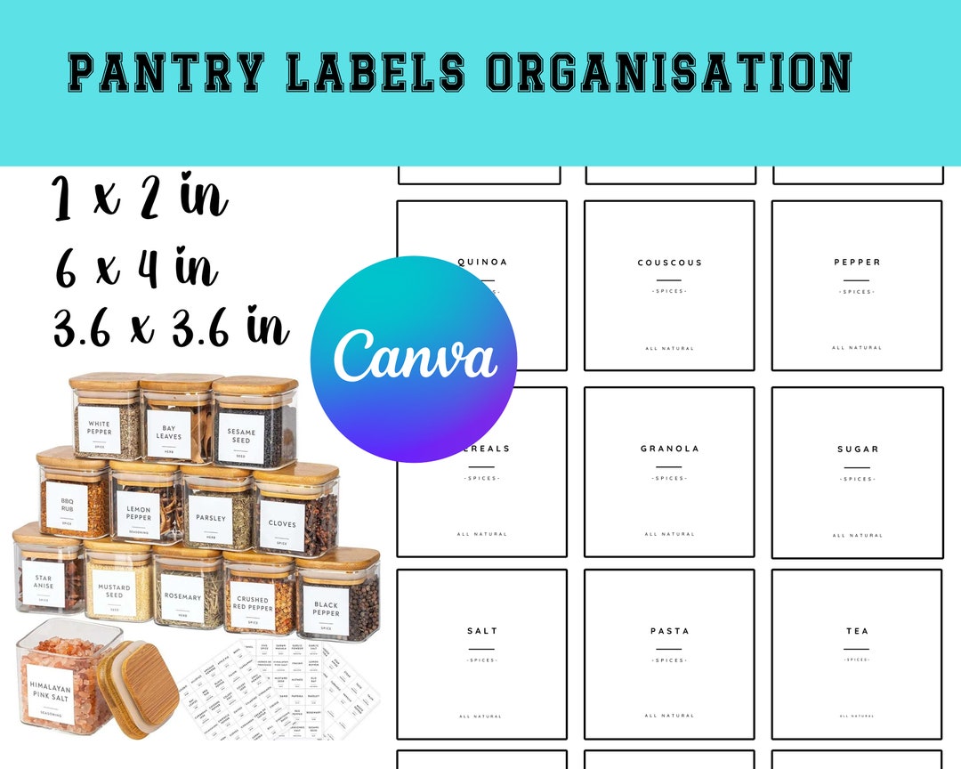 Pantry Labels Organisation Canva Editable Template Kitchen Labels ...