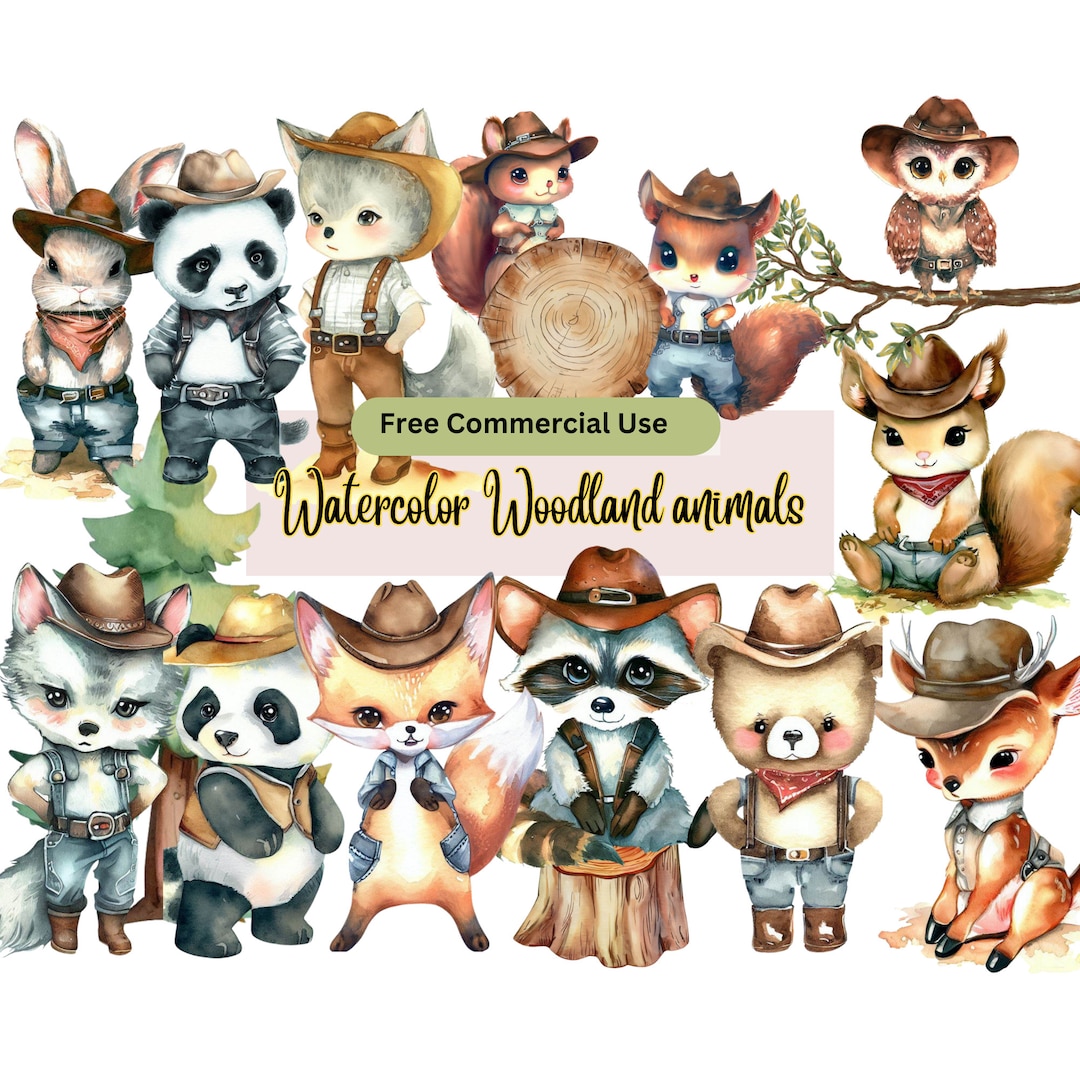 Watercolor Woodland Animals Clipart: Forest Nursery Decor (digital ...