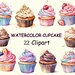 Watercolor Cupcake Clipart Food Clipart Baking Clipart Dessert Clipart ...