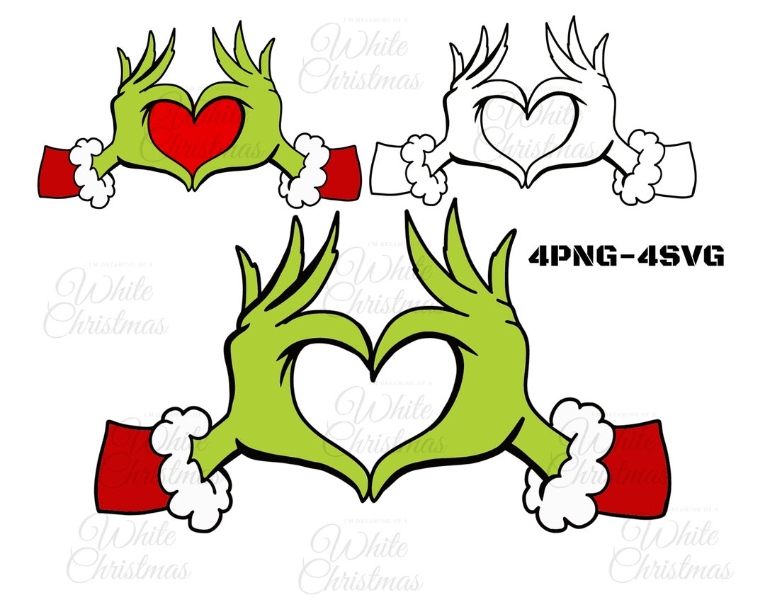 Green Heart Hands SVG PNG Digital Download Grinch Hand - Etsy
