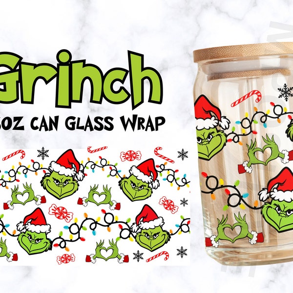 Grinch Glass Cup Svg - Etsy