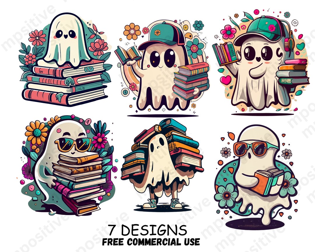 Cute Ghost Reading Book Png Book Lover Halloween PNG Ghost Halloween ...
