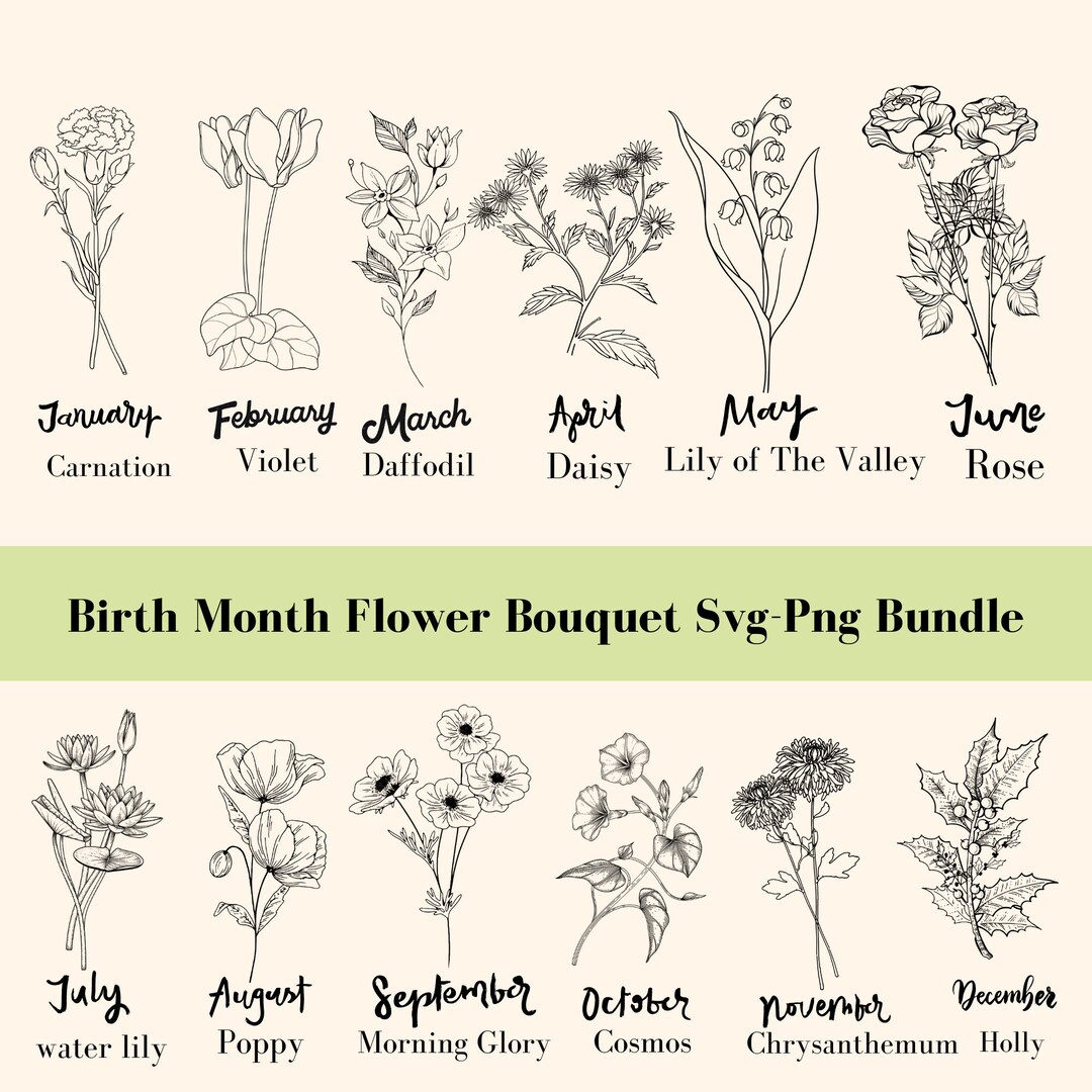Birthmonth Svg Bundle | Flower Svg | Birth Flower Svg | Floral Svg ...
