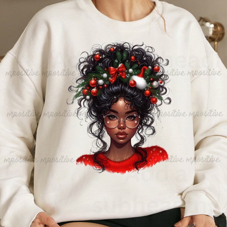 Black Santa Girl PNG Bundle, Christmas Afro Clipart (digital Download ...