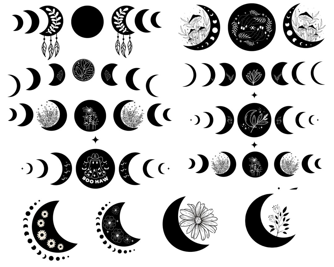 Moon Phase Svg Bundle Crescent Moon Svg Mystic Celestial Svg Magic Svg ...