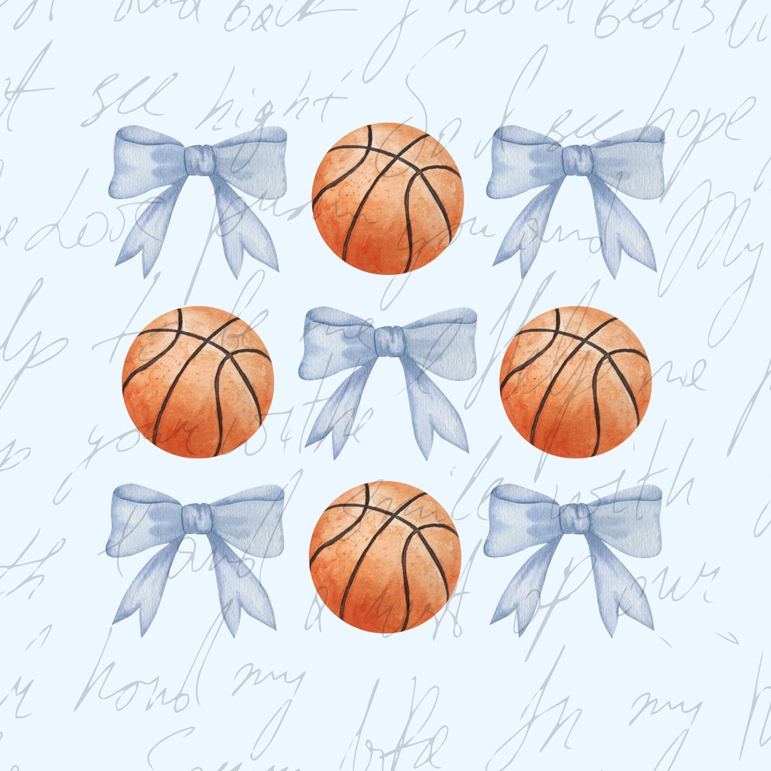 Coquette Basketball Bow PNG, Coquette Blue Bow Basketball, Coquette ...