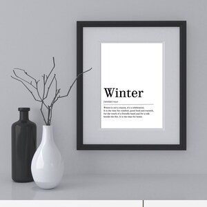 Winter Dictionary Definition Printable, Winter Poster, Winter Quote ...