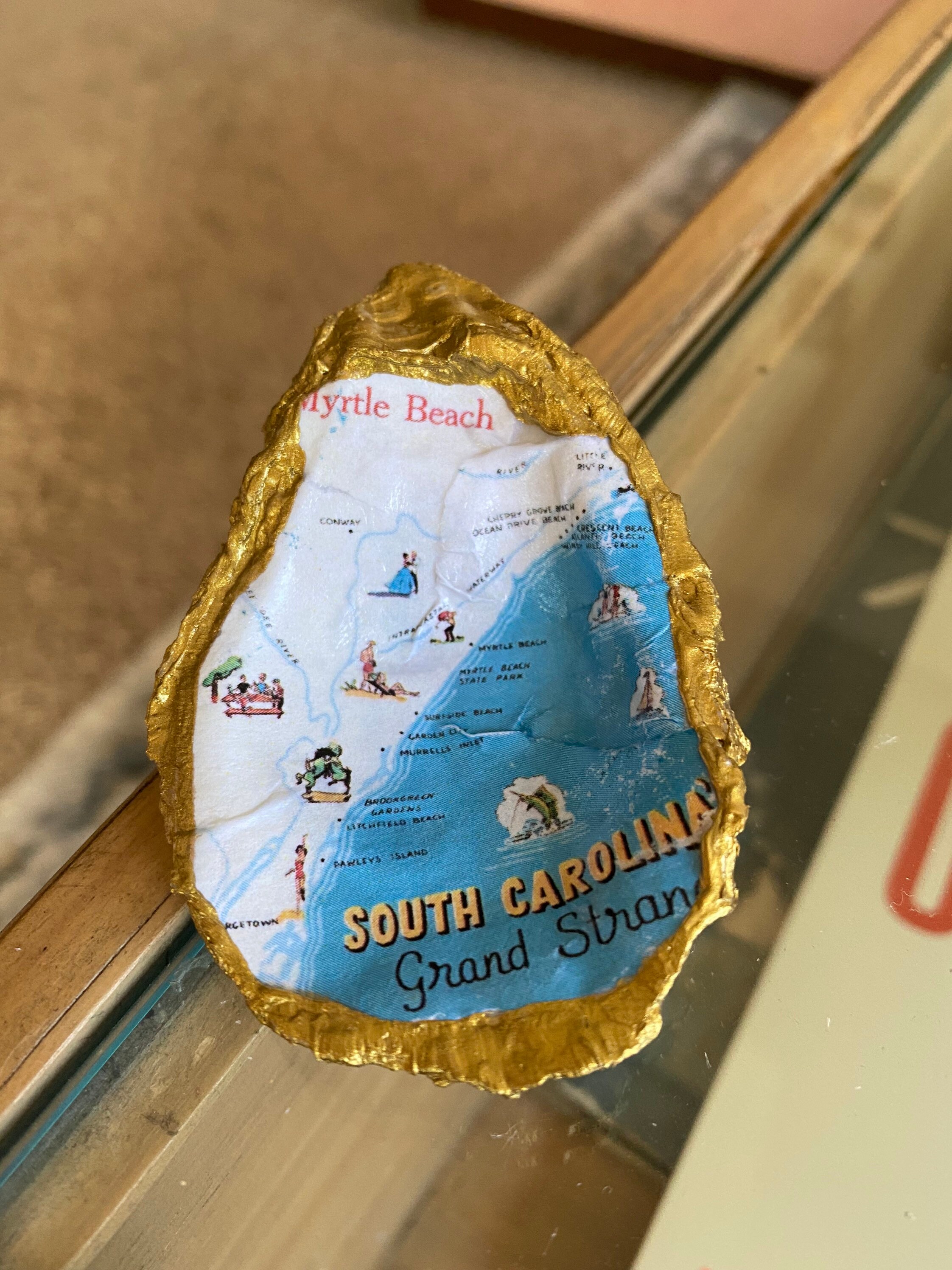 Myrtle Beach, Grand Strand Map Oyster Shell Ornament - Etsy