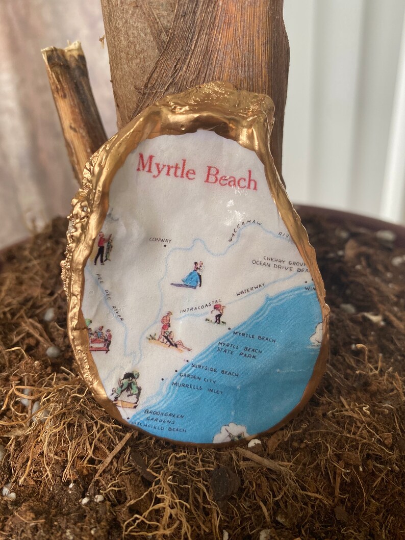 Myrtle Beach, Grand Strand Map Oyster Shell Ornament - Etsy