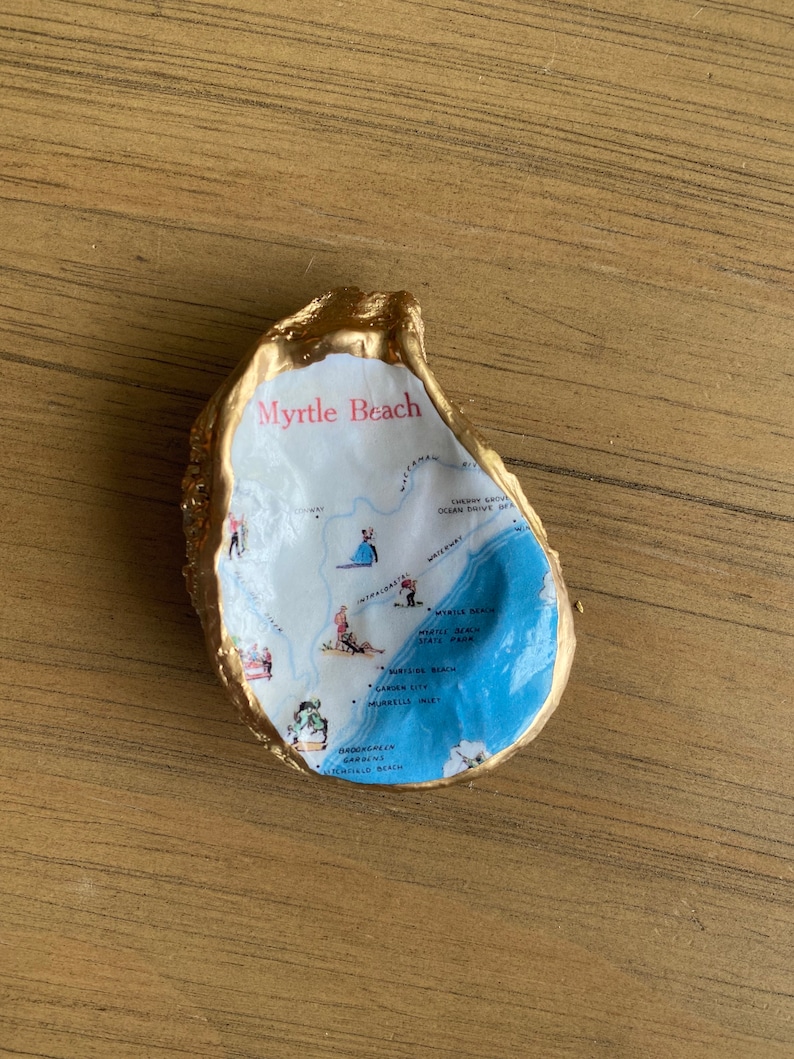 Myrtle Beach, Grand Strand Map Oyster Shell Ornament - Etsy