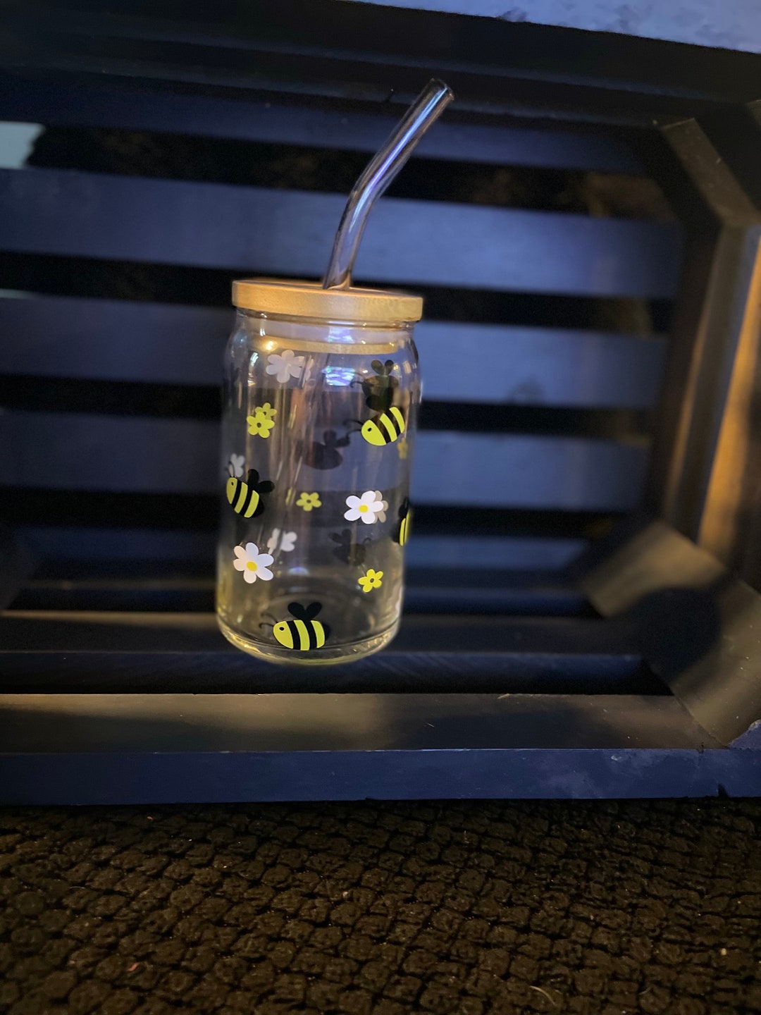 Bees With White Flower Wrap Around Libby Glasses - Etsy