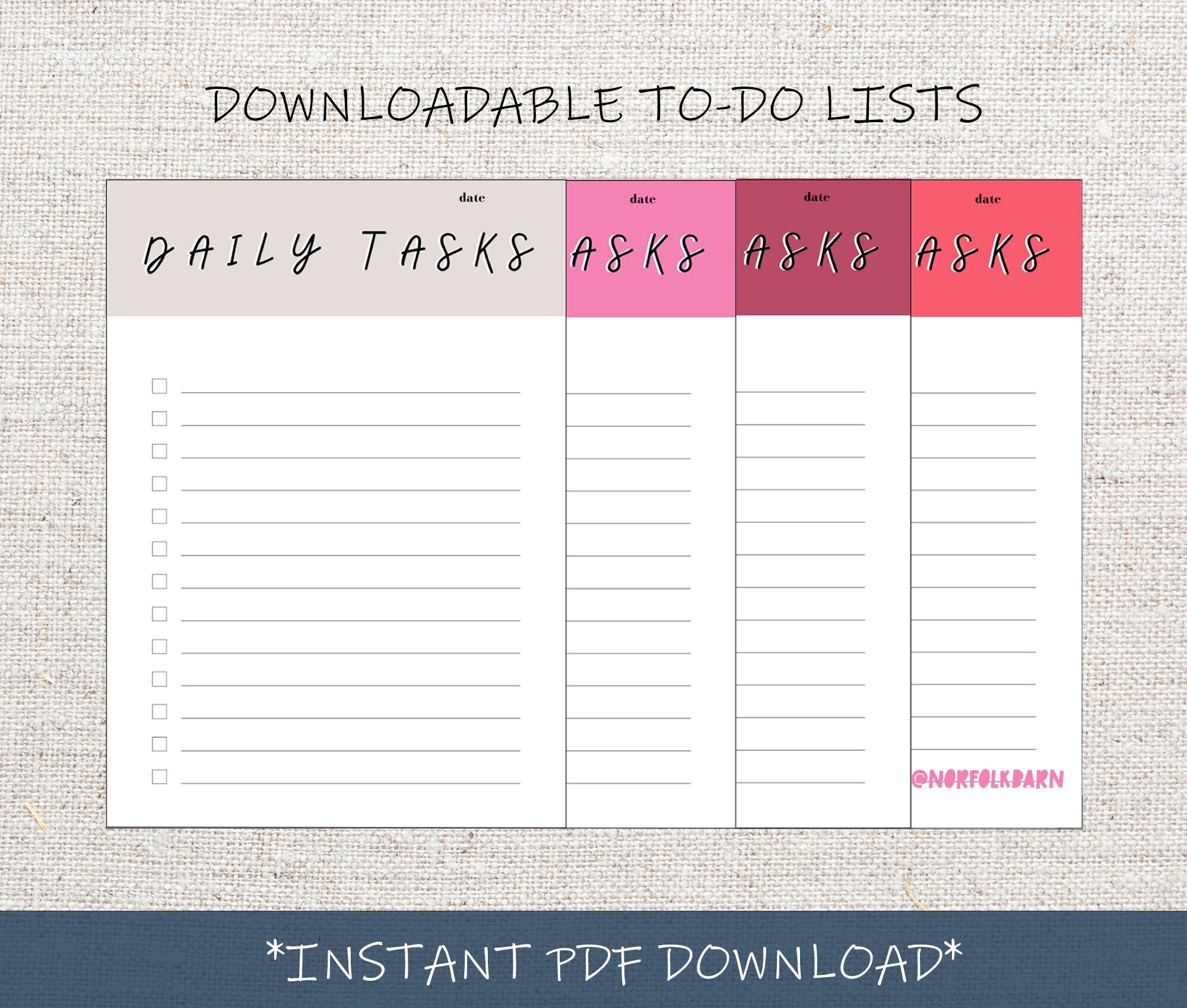 Minimalist A4 To-do List Digital Download Pink Bundle List - Etsy