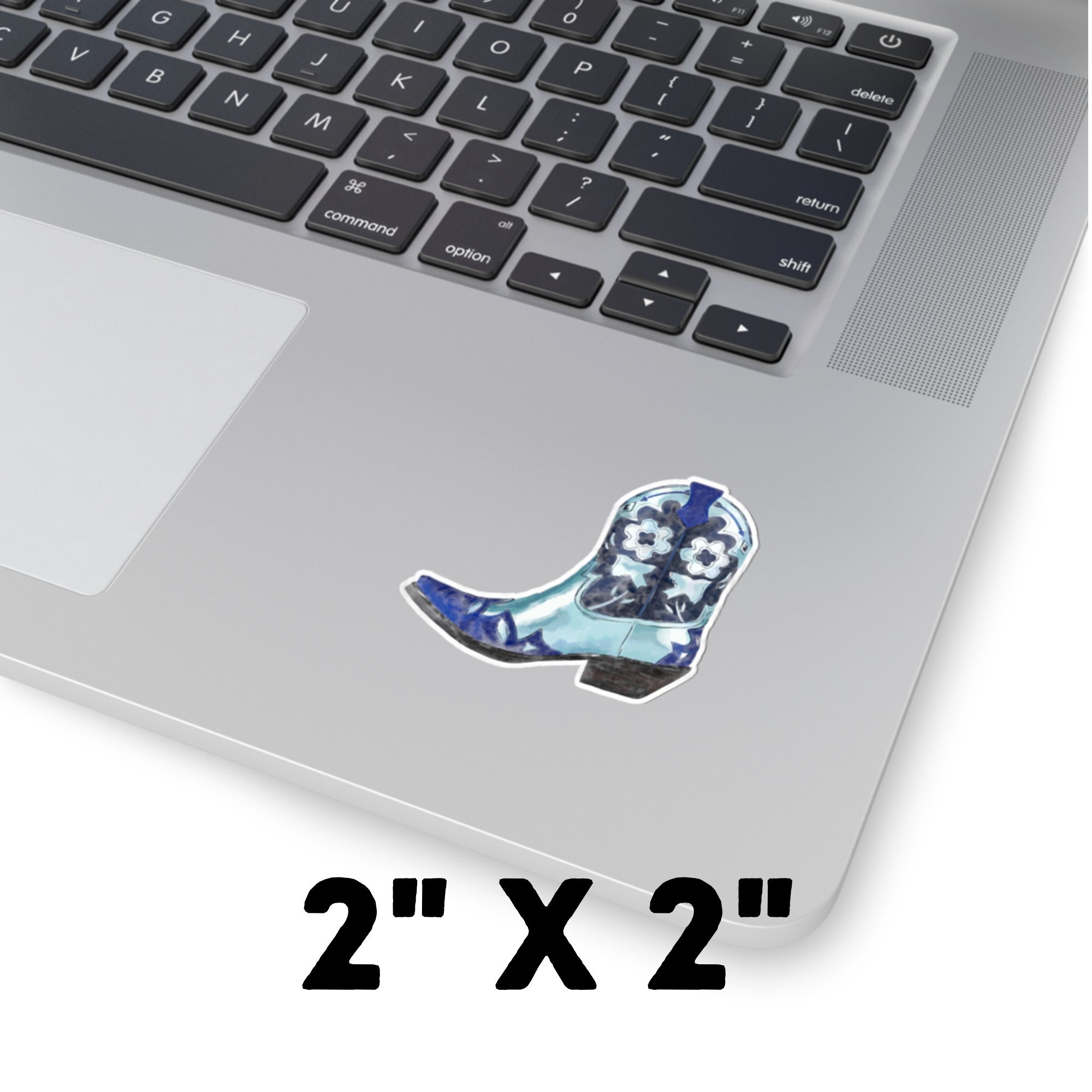 Blue Watercolor Cowgirl Boot Sticker Blue Watercolor Cowboy Boot ...