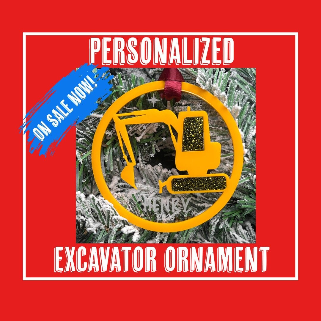 Digger Christmas Ornament, Excavator Christmas Ornament, Kids Christmas ...